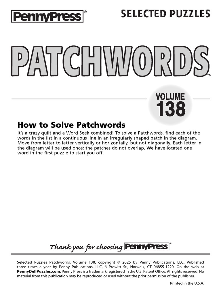 Patchwords Volume 138 Puzzle Collection | PDF | Puzzles