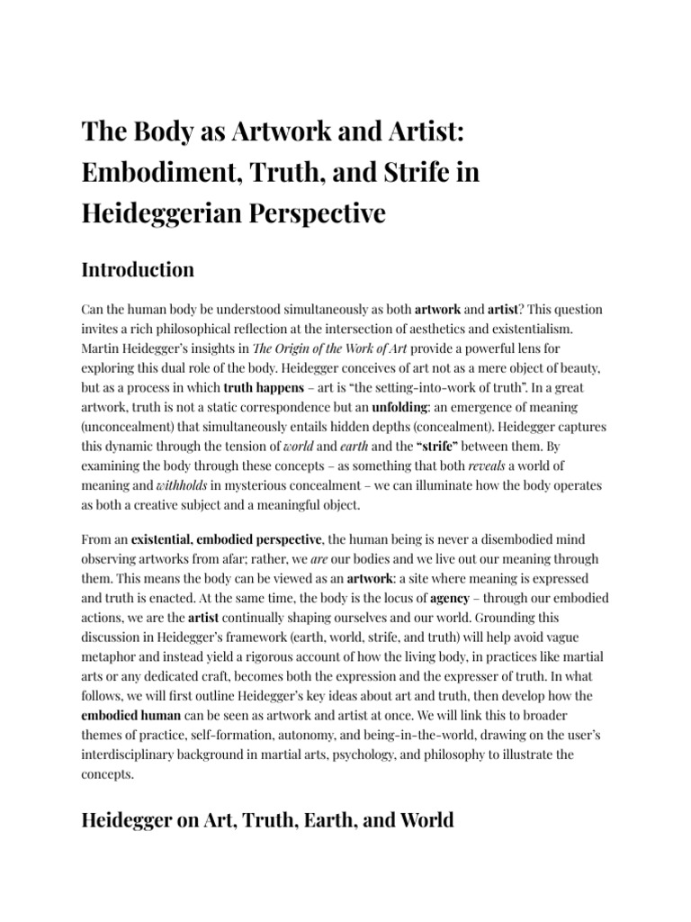 The Body As Artwork and Artist - Embodiment, Truth, and Strife in ...
