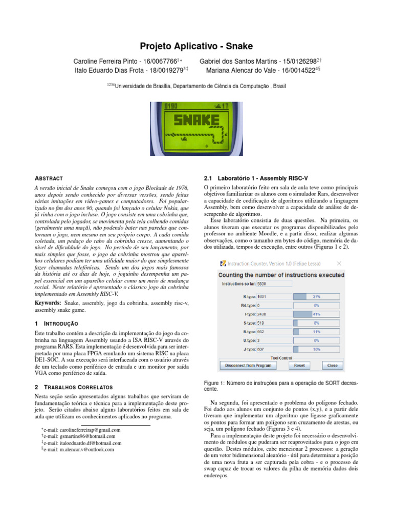 Implementação do Jogo Snake em Assembly | PDF | Unidade central de ...