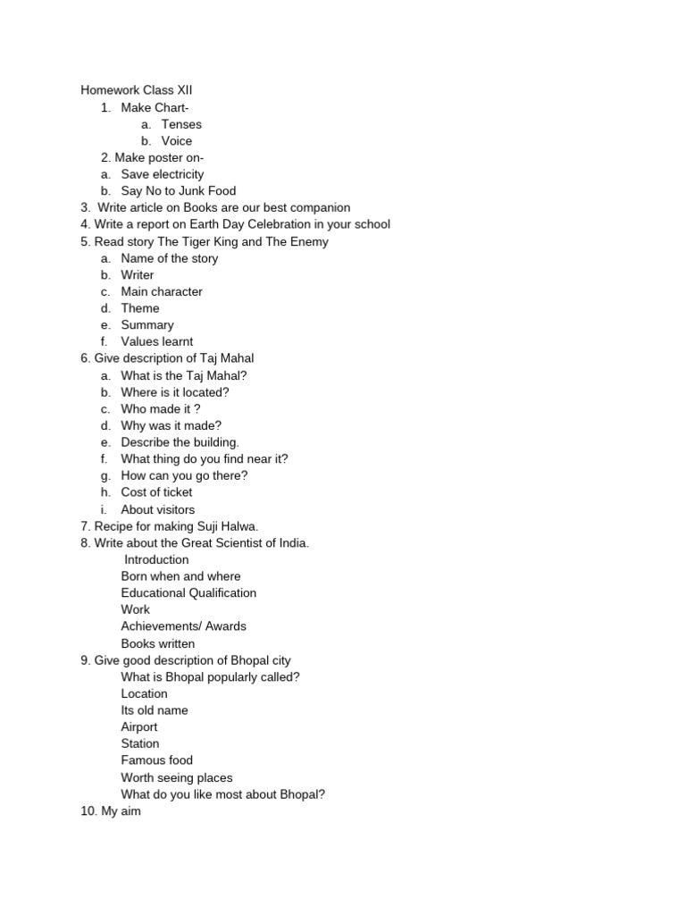 Homework Class Xii Pdf