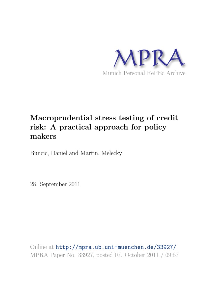 MPRA Paper 33927 | PDF | Macroprudential Regulation | Macroeconomics