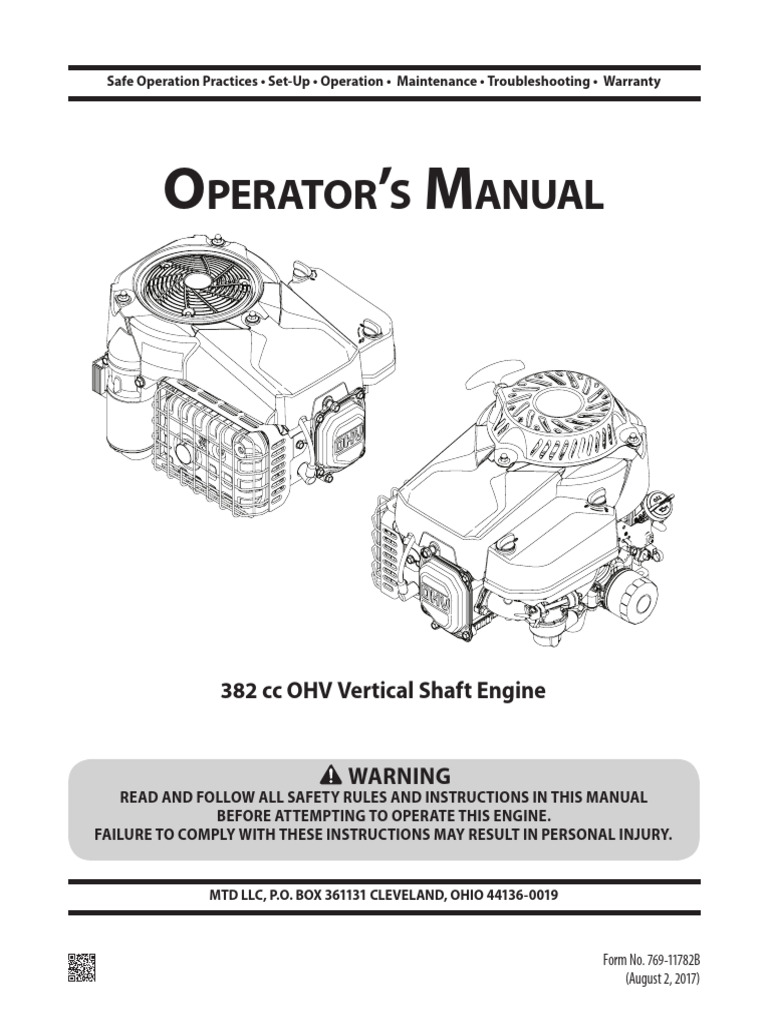 382cc Engine Operator's Manual | PDF | Gasoline | Engines