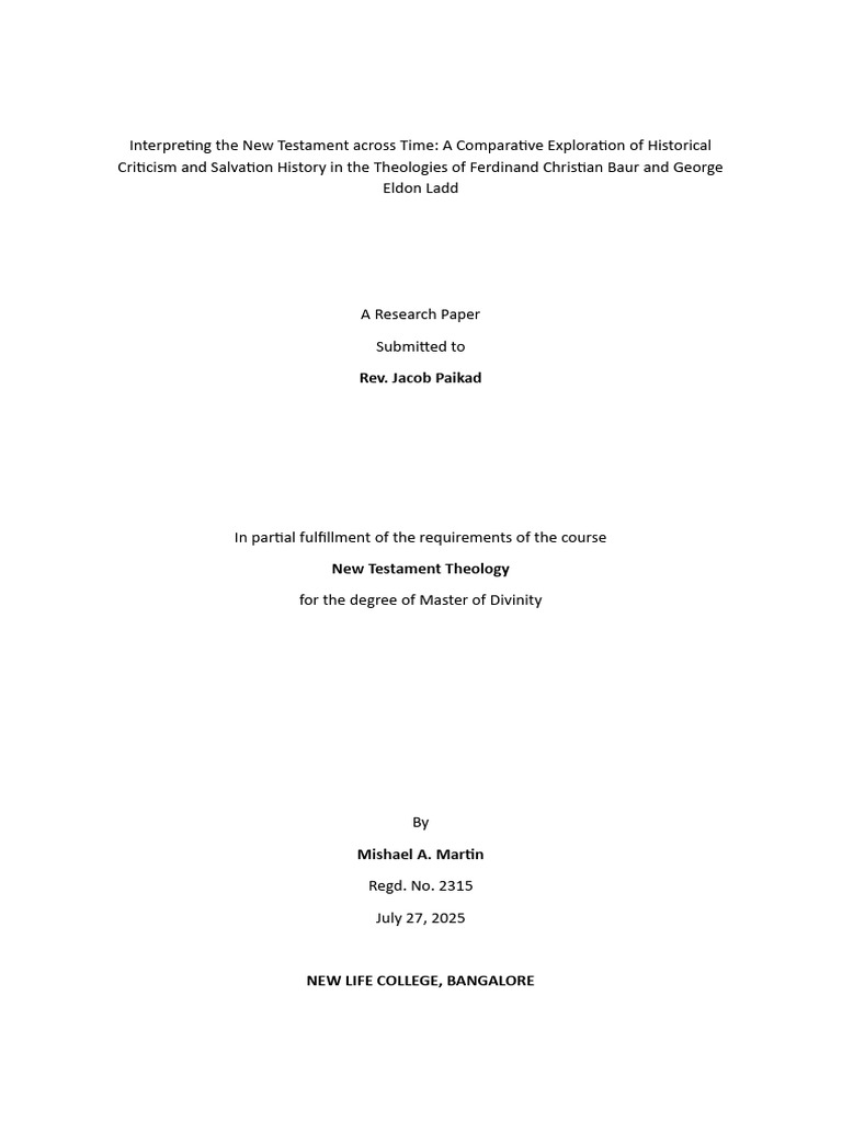Interpreting the New Testament Across Time | PDF | Jesus | New Testament