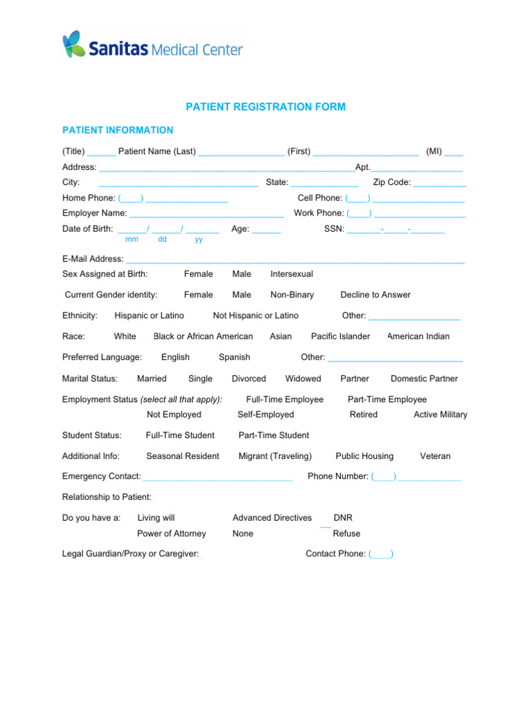 Patient Registration Form English 7.2.21 | PDF | Race And Ethnicity In ...
