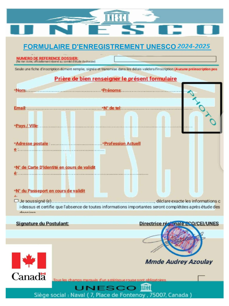 Enregistrement UNESCO 2024-2025 | PDF
