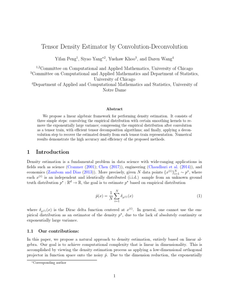 Tensor Density Estimator by Convolution-Deconvolution | PDF | Basis (Linear Algebra) | Matrix ...