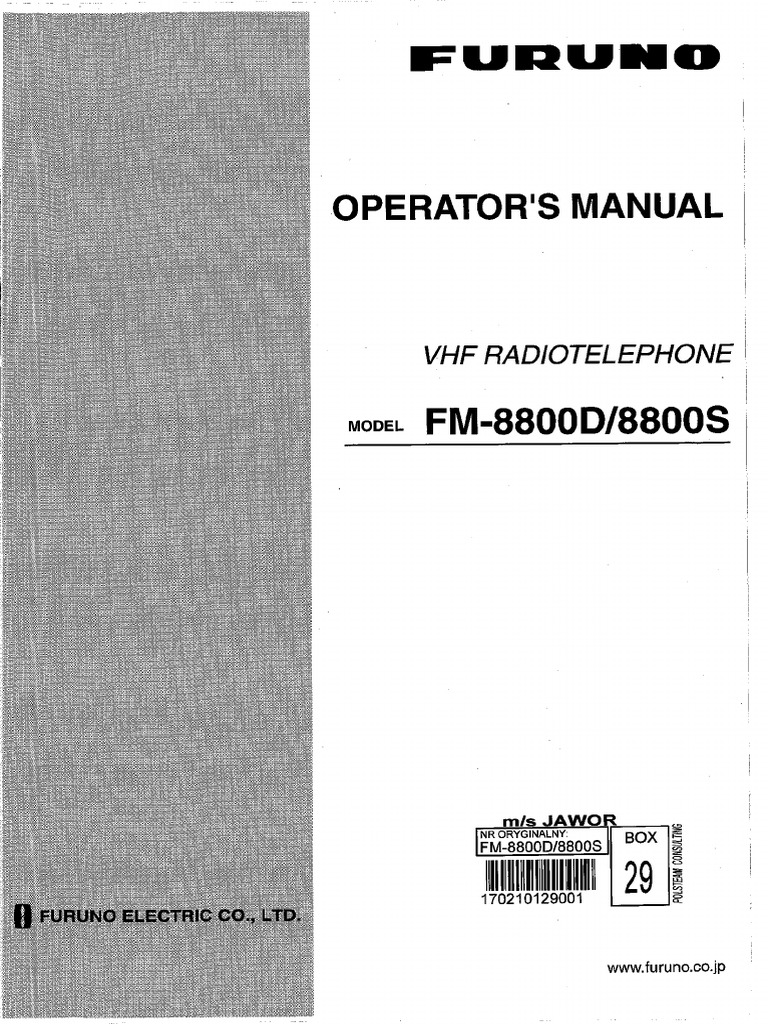FURUNO VHF Radiotelephone FM-8800D 8800S | PDF