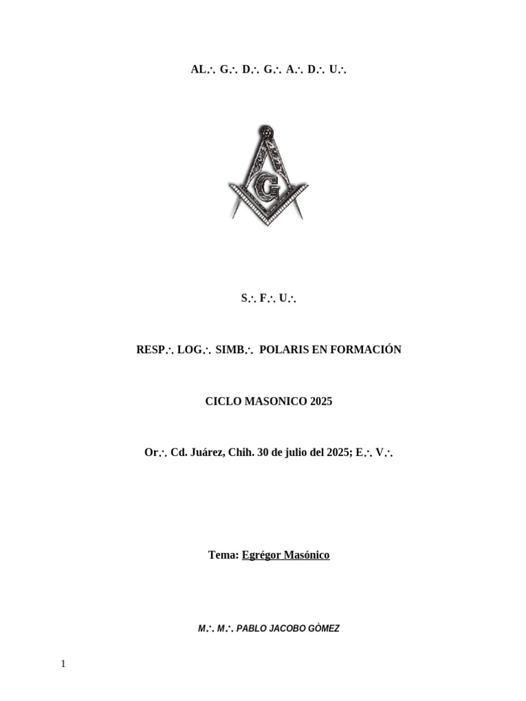 Egrégor Masónico: Fuerza Colectiva en Logia | PDF | Masonería | Verdad