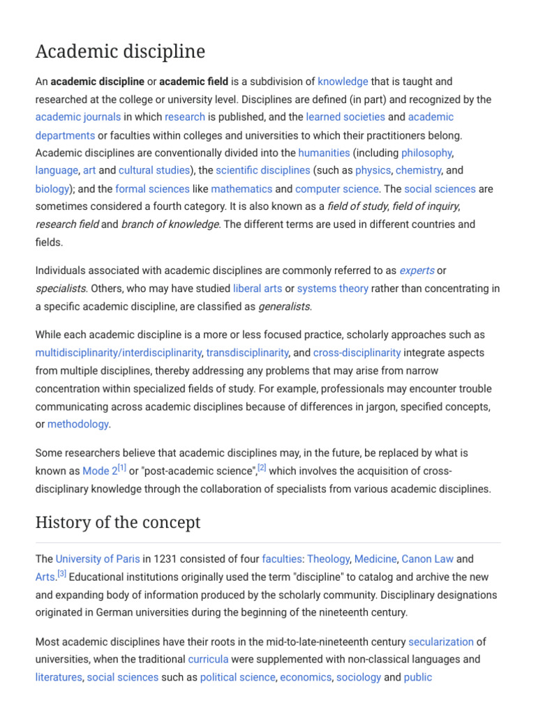 Overview of Academic Disciplines | PDF | Science | Liberal Arts Education