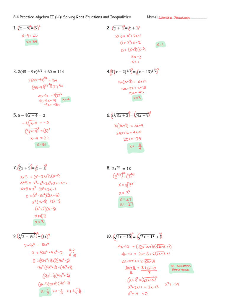 7.4 Practice Solving Radical Equations | PDF | Chess Theory | Chess