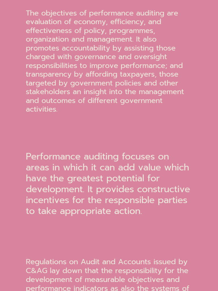 The Objectives of Performance Auditing Are Evaluation of Economy ...
