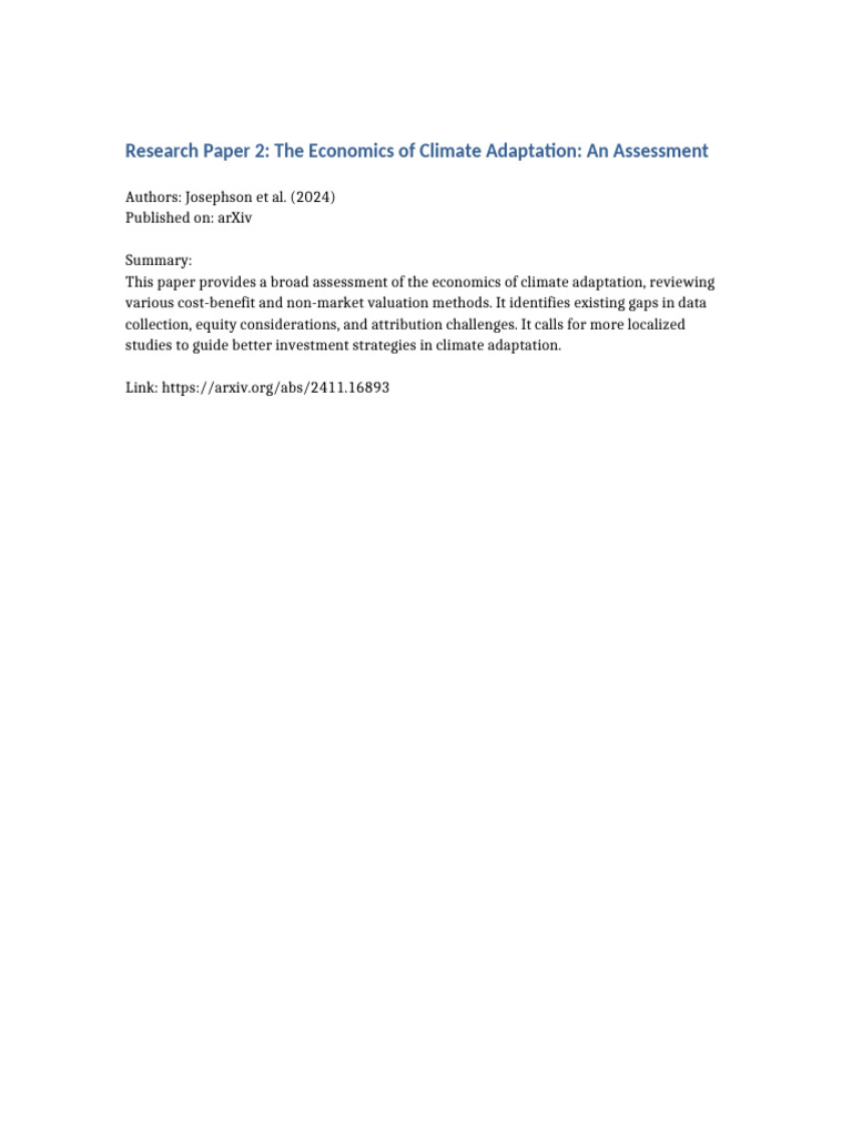 Research Paper 2 Climate Adaptation | PDF