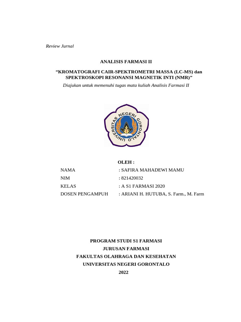Review Jurnal NMR dan LC-MS | PDF