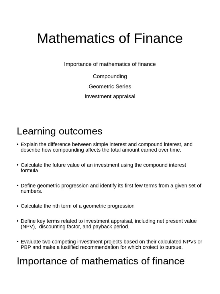 Finance Math: Interest & Investment Analysis | PDF | Net Present Value ...