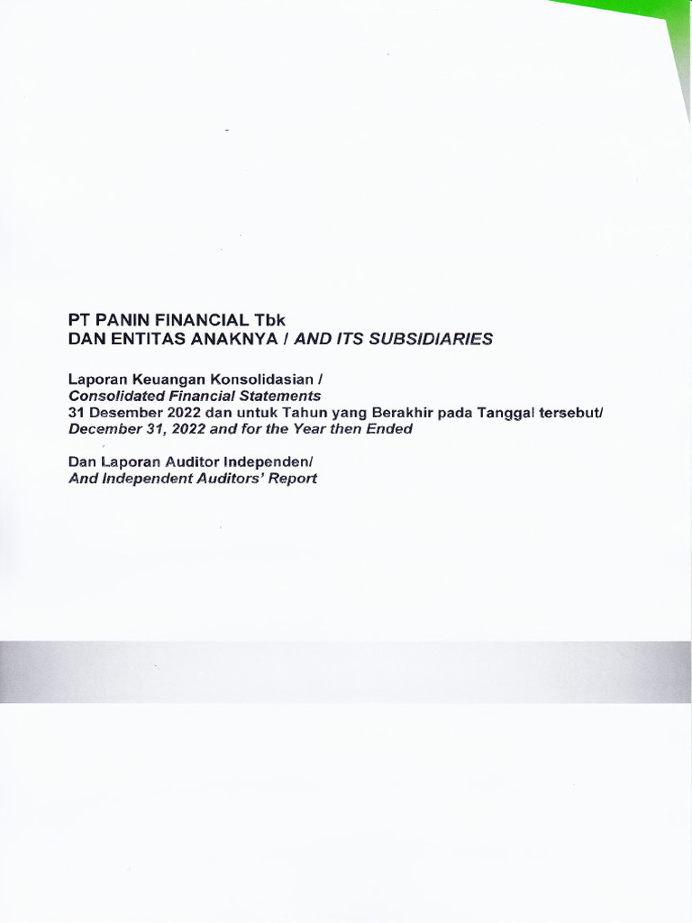 PT Panin Financial 2022 Consolidated Report | PDF | Equity (Finance ...