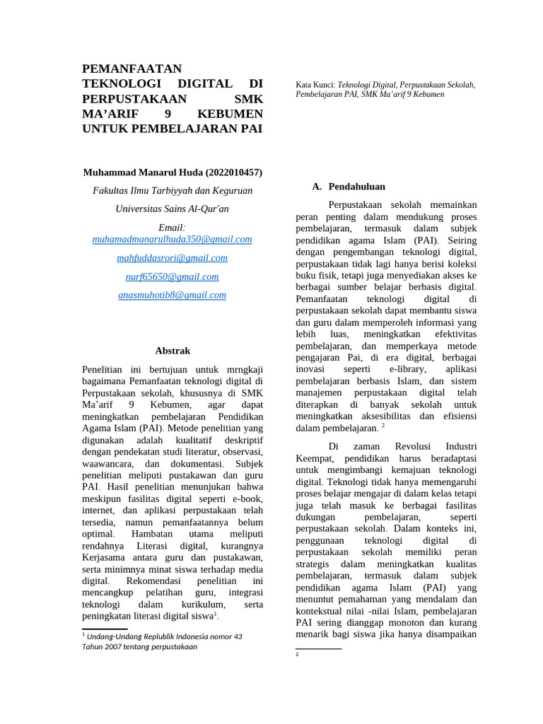 Revisi Artikel Mmakul Pengolahan Perpustakaan Sekolah Muhamad Manarul ...