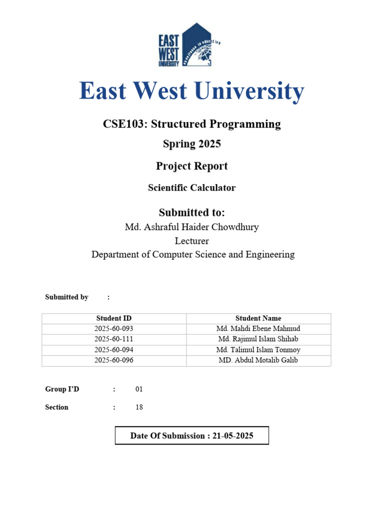 Project Report Template | PDF | Trigonometric Functions | Matrix (Mathematics)