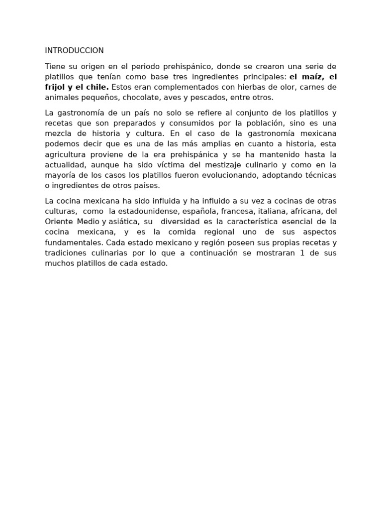 INTRODUCCION | PDF | Cocinando | Cocina mexicana
