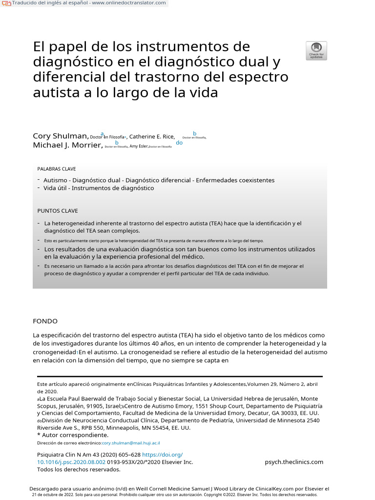 Shulman.en.Es | PDF | Autismo | Trastorno depresivo mayor