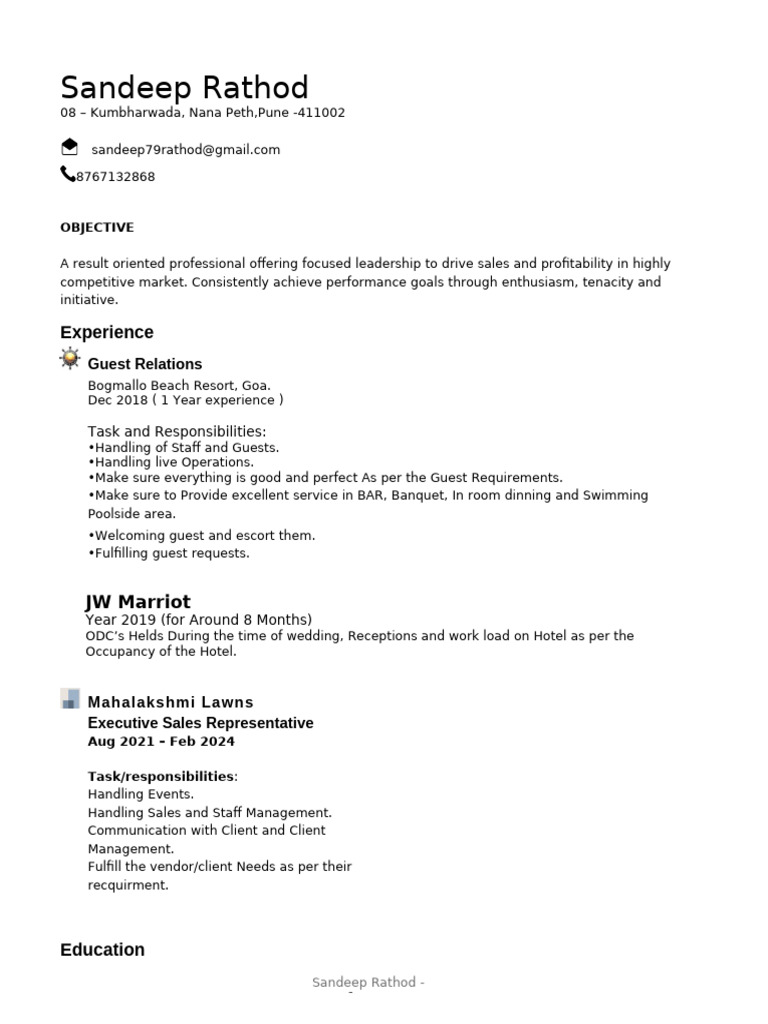 Sandeep Rathod Resume | PDF