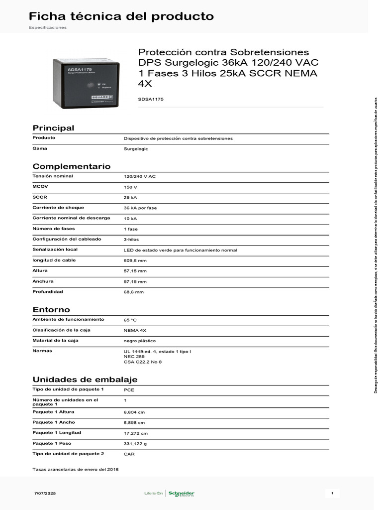 Schneider Electric Type-SDSA1175 SDSA1175 | PDF