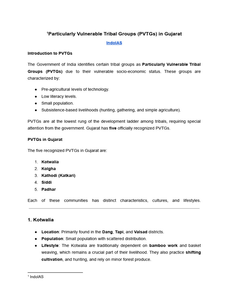 PVTG in Gujarat - 241017 - 225854 | PDF | Agriculture | Poverty