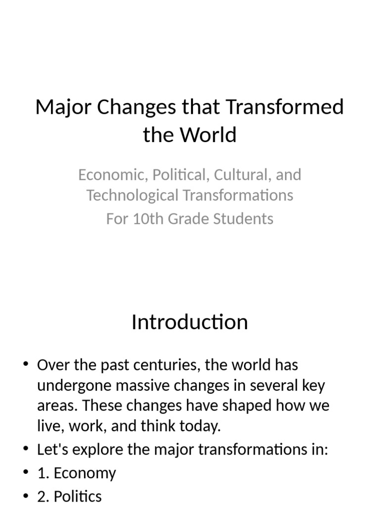 World Transformations Presentation 10th Grade | PDF
