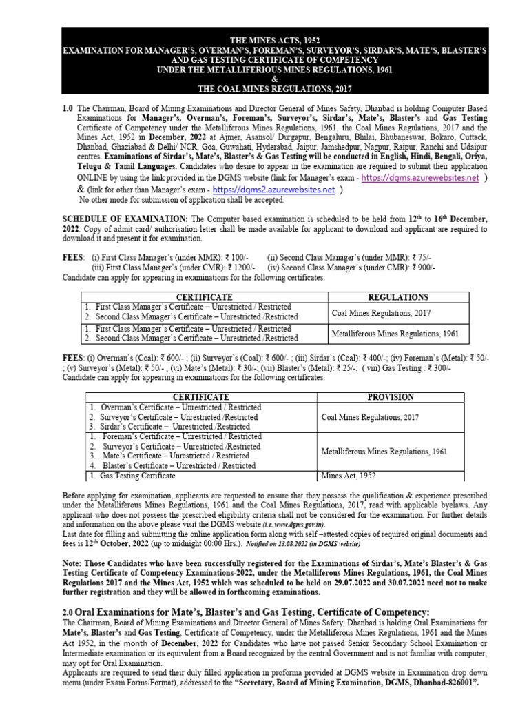 Oral Exam Notification 2022 | PDF