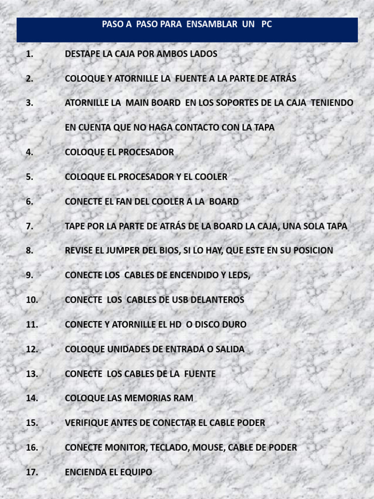 Guía para ensamblar una PC paso a paso | PDF