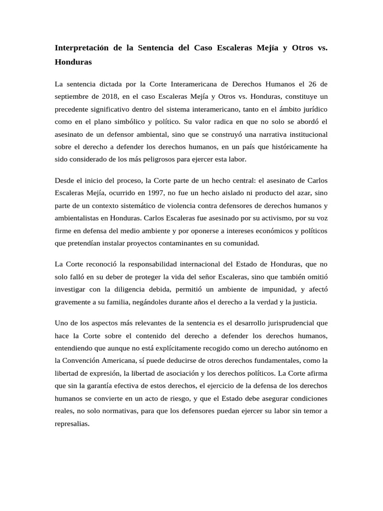 Caso Carlos Escaleras Mejía | PDF | Derechos humanos | Estado (política)