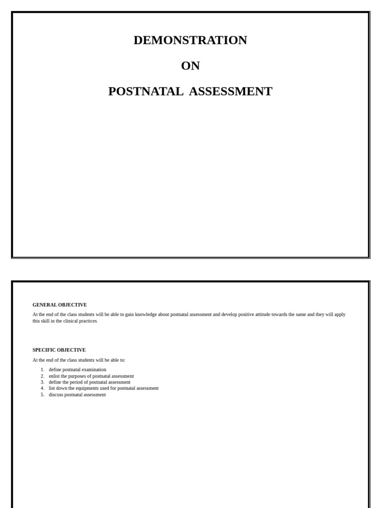 Postnatal Assessment Overview | PDF | Postpartum Period | Health Care