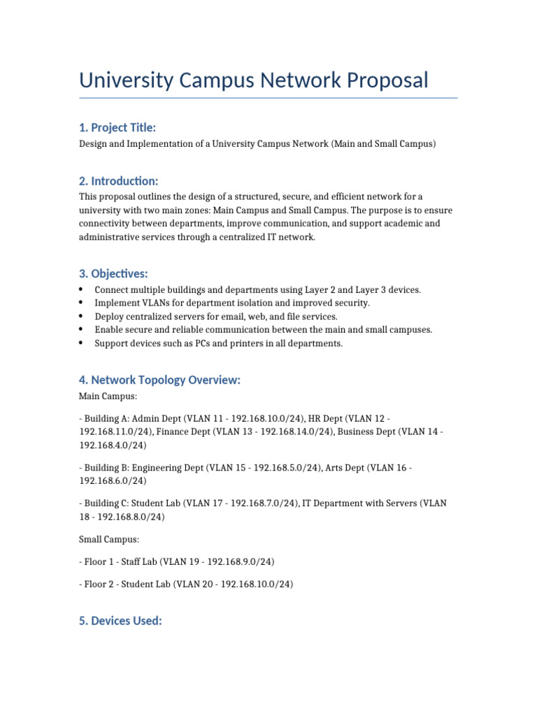 University Campus Network Proposal | PDF | Computer Network | Network ...