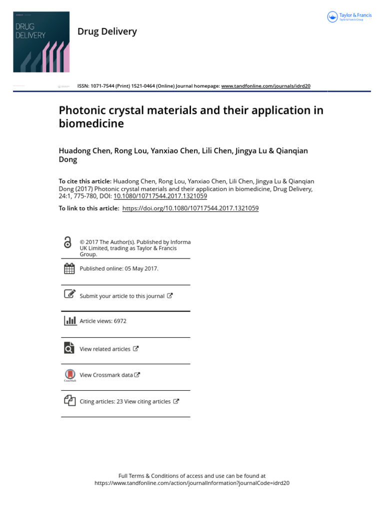 Photonic Crystal Materials and Their Application in Biomedicine | PDF | Biosensor | Physical ...