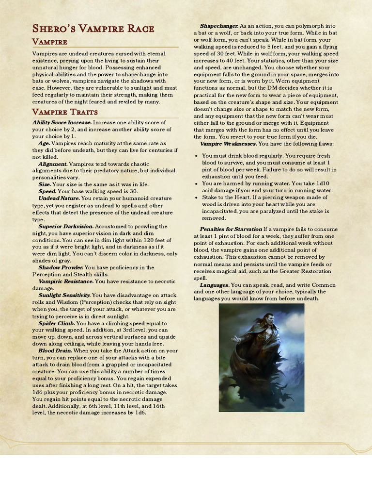 Shero's Vampire Race - The Homebrewery | PDF | Vampires | Bat