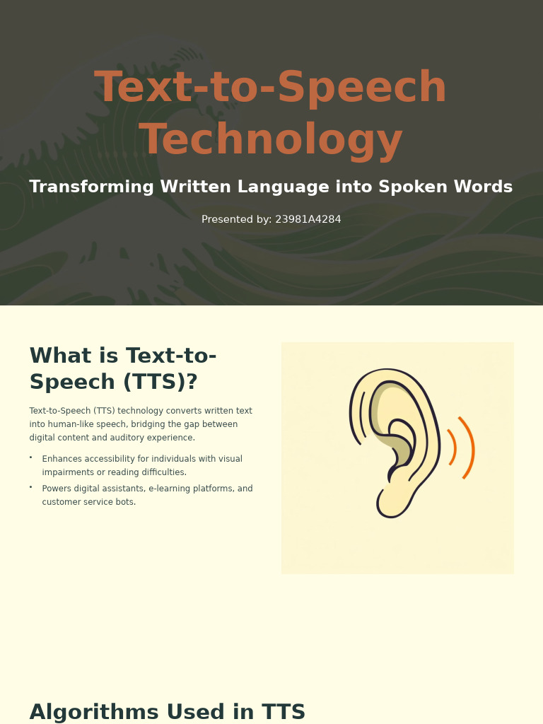 Text-to-Speech-Technology Aryan | PDF | Speech Synthesis | Human Communication