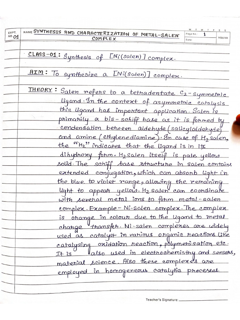 Inorg Practical [Ni(Salen)] | PDF