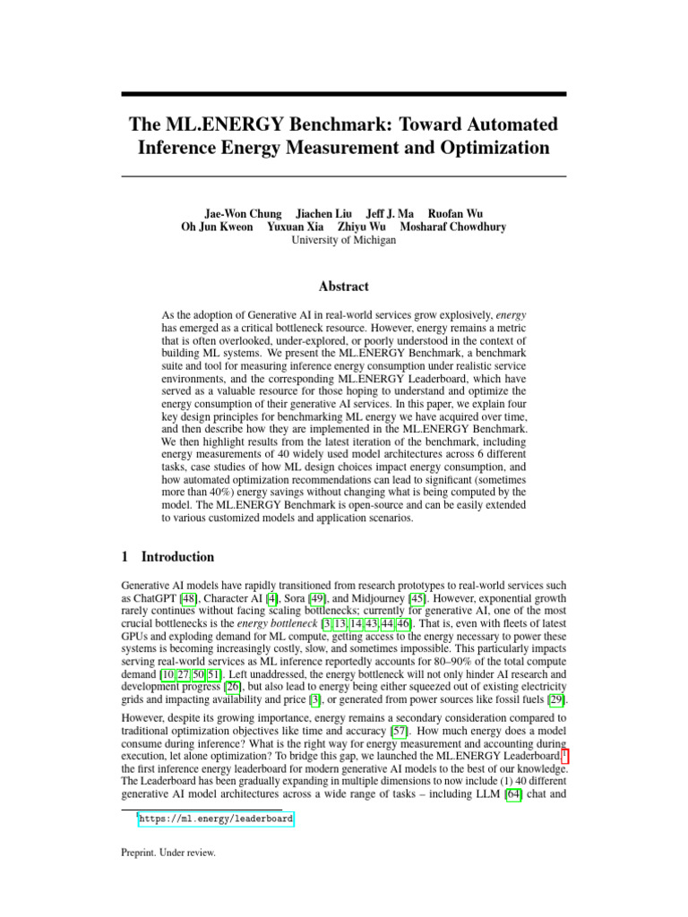 The ML - ENERGY Benchmark: Toward Automated Inference Energy ...