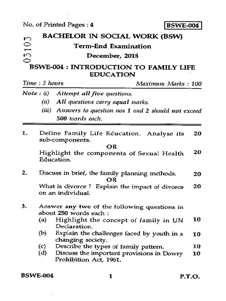 07 - BSWE-004 - ENG D18 - Compressed | PDF | Family | Social Institutions