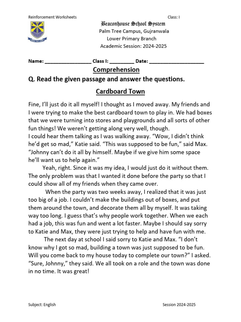 English Reinforcement Sheets 4th CATs 2024-2025 Term II | PDF