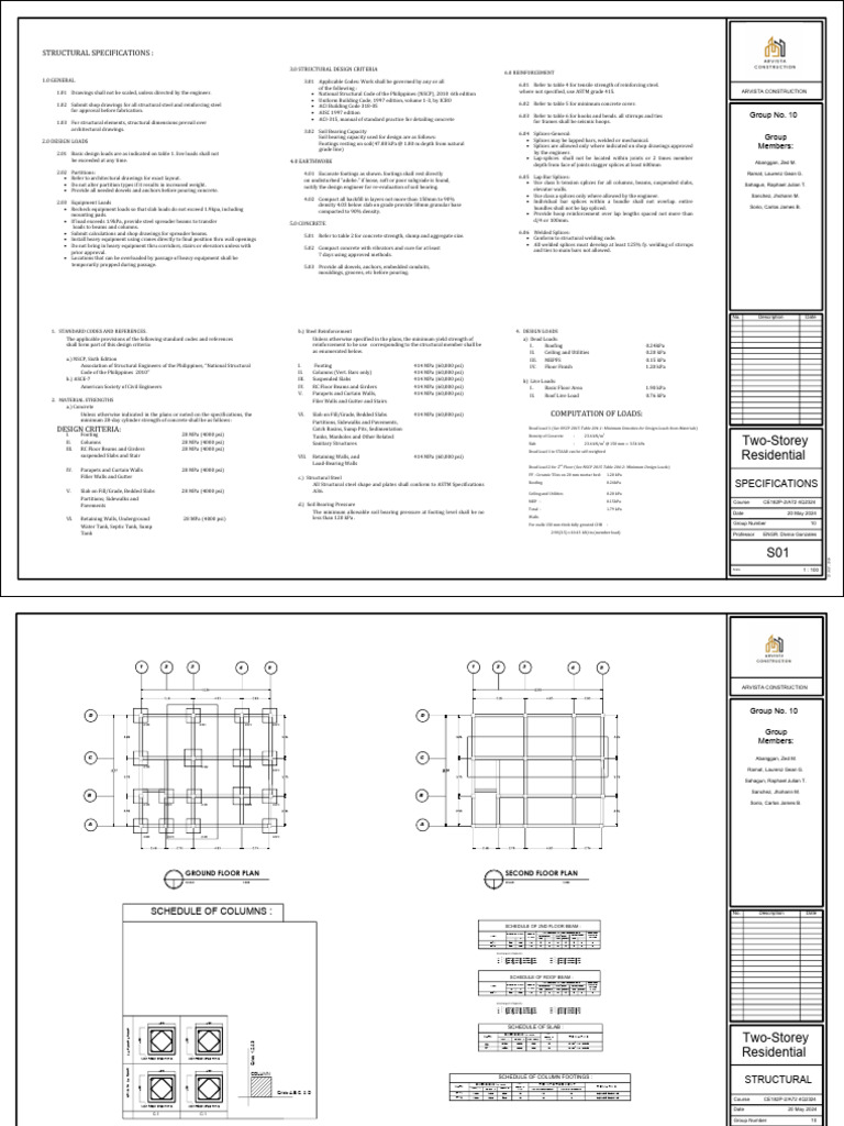 Arvista Construction - Structural Plan | PDF | Concrete | Structural Engineering