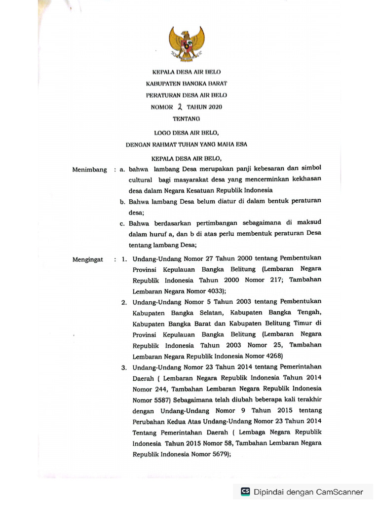 Contoh Perdes Tentang Logo Desa | PDF