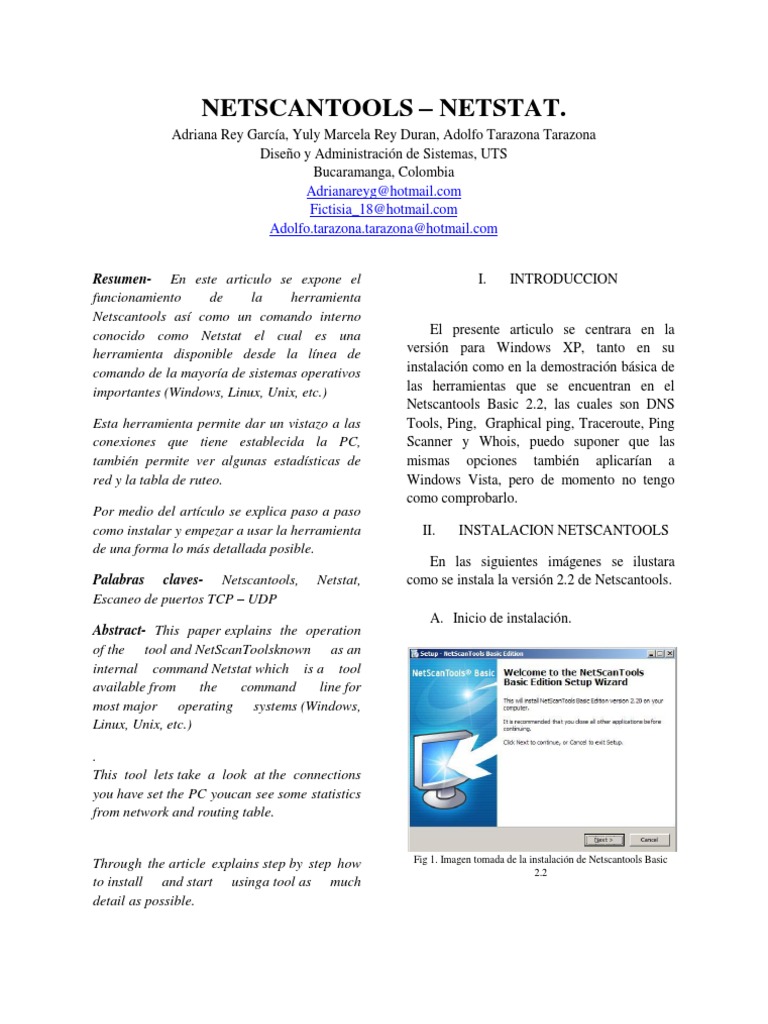 Articulo Netscantools | PDF | Dirección IP | Transmisión de datos