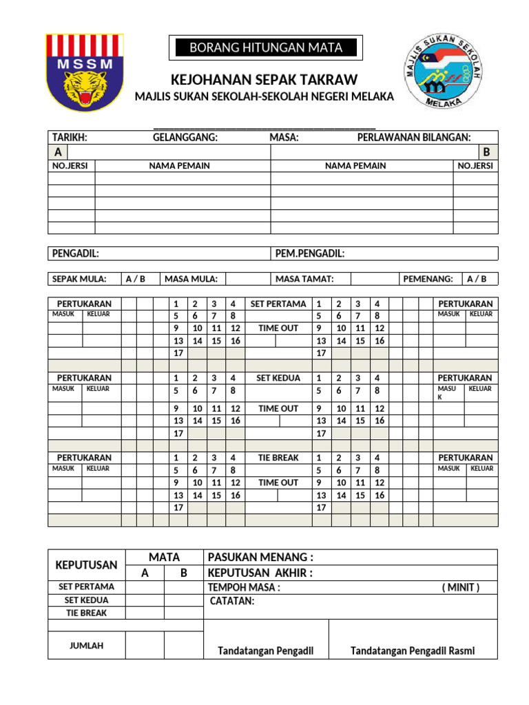 Borang Kiraan Mata MSSM 15 | PDF