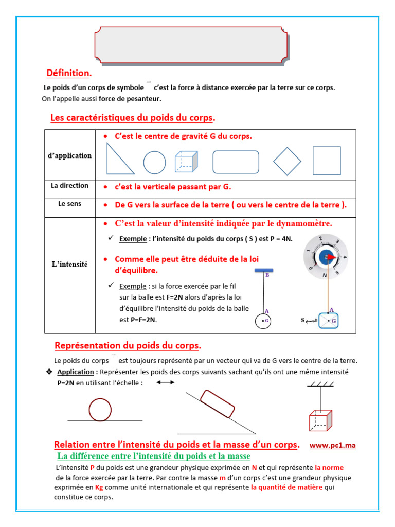 Définition et caractéristiques du poids | PDF | Poids | Masse