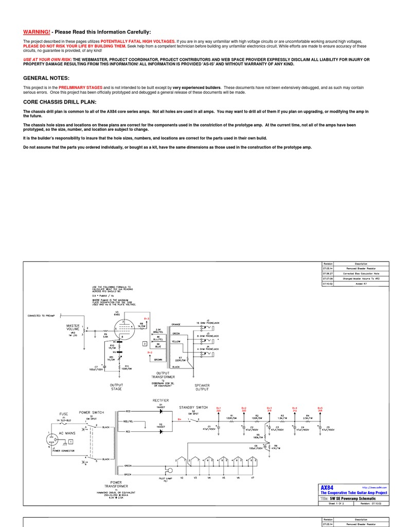 AX84 5W SE Poweramp Schematic | PDF | Prototype | Amplifier