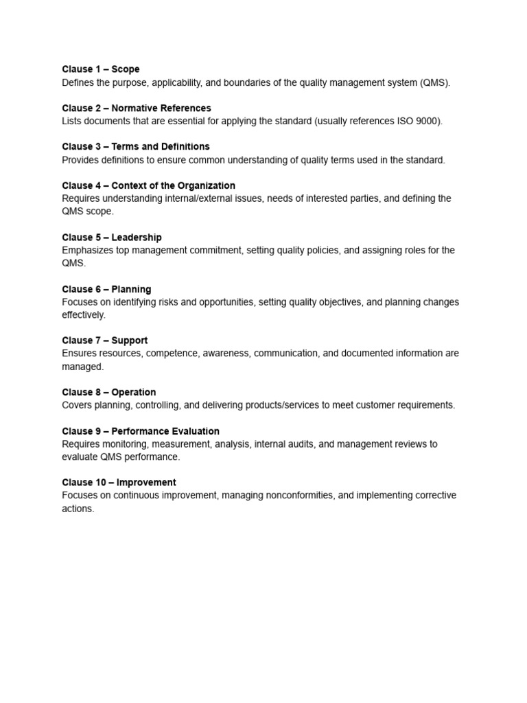 Overview of ISO 9001:2015 Clauses | PDF