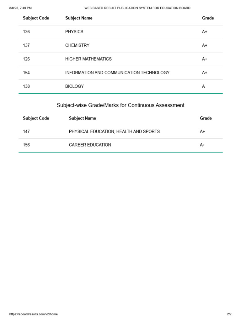 Web Based Result Publication System For Education Board2 | PDF
