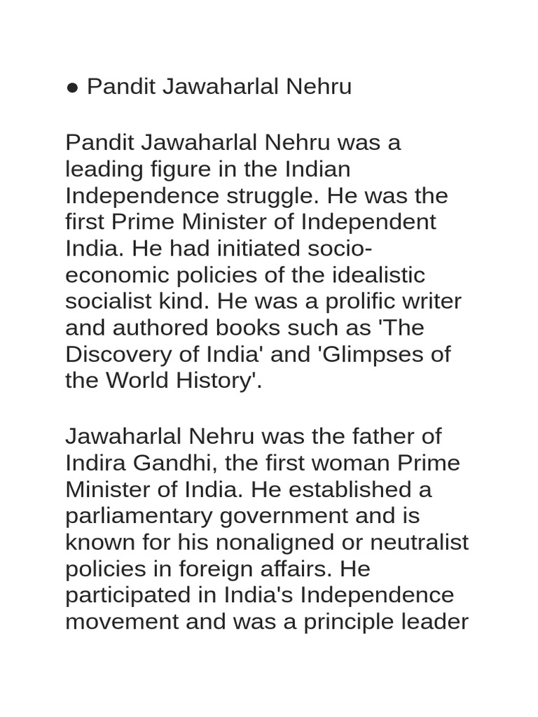 JL Nehru | PDF | Jawaharlal Nehru | Indian National Congress