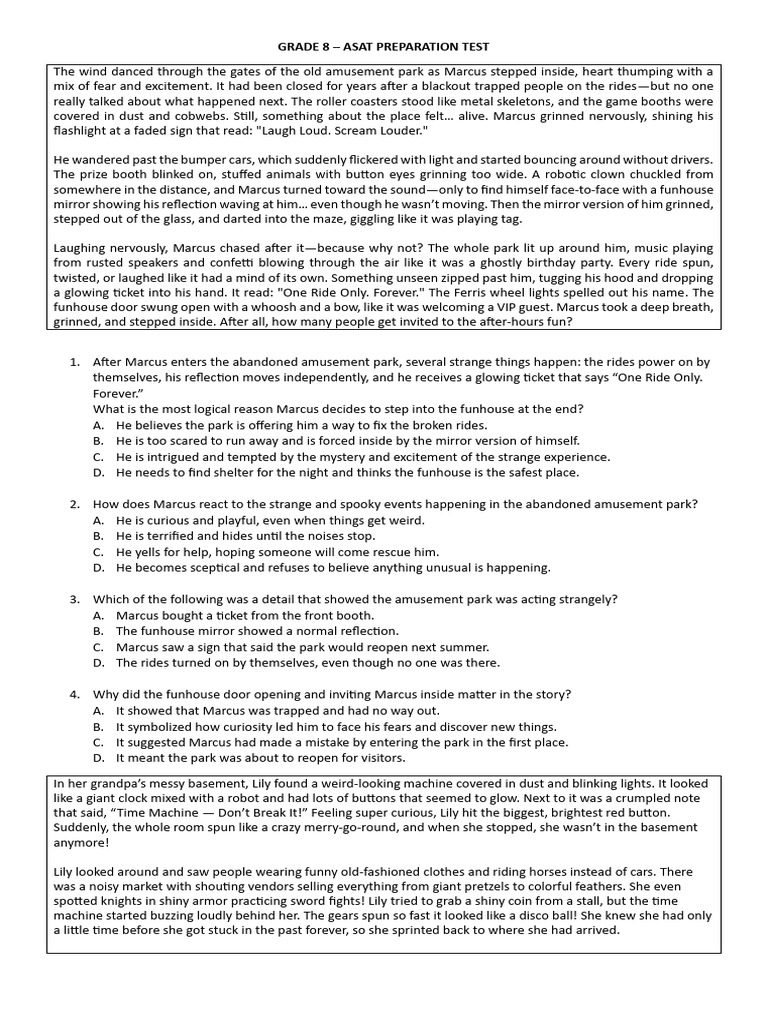 Grade 8-Asat Preparation Test | PDF | Hamburgers