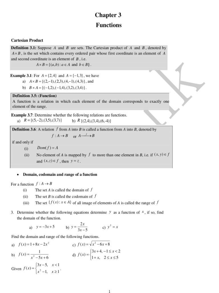 CH - 3 Function Maths 4 NS | PDF